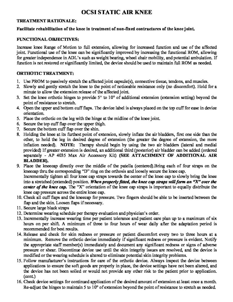 OCSI STATIC AIR KNEE INSTRUCTIONS - Neurorehabdirectory ...