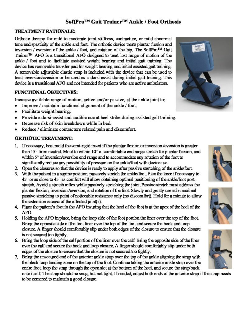 SOFTPRO GAIT TRAINER AFO INSTRUCTIONS - Neurorehabdirectory ...