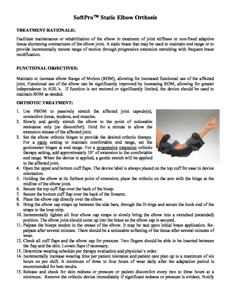 SOFTPRO STATIC ELBOW INSTRUCTIONS - Neurorehabdirectory ...